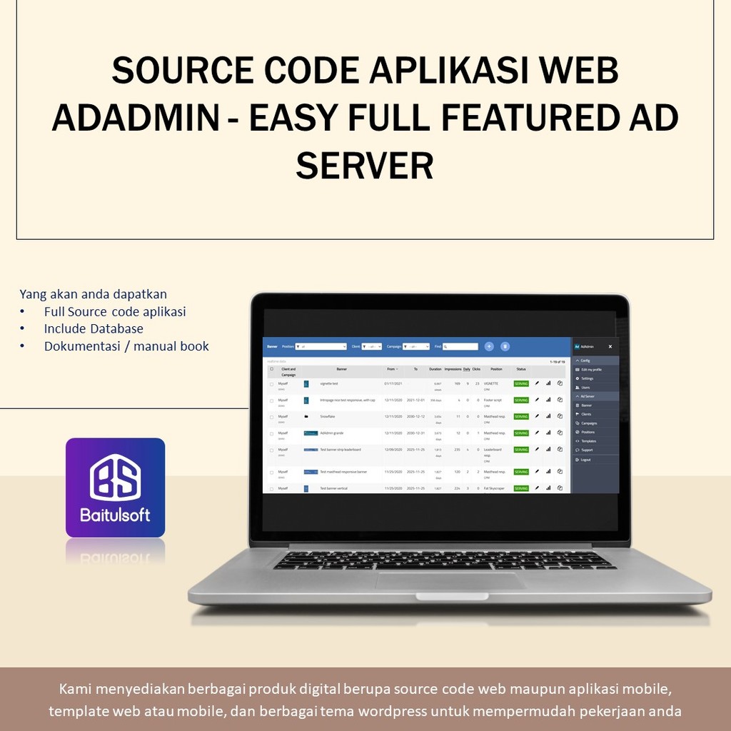 Jual SOURCE CODE APLIKASI WEB ADADMIN - EASY FULL FEATURED AD SERVER | Shopee Indonesia