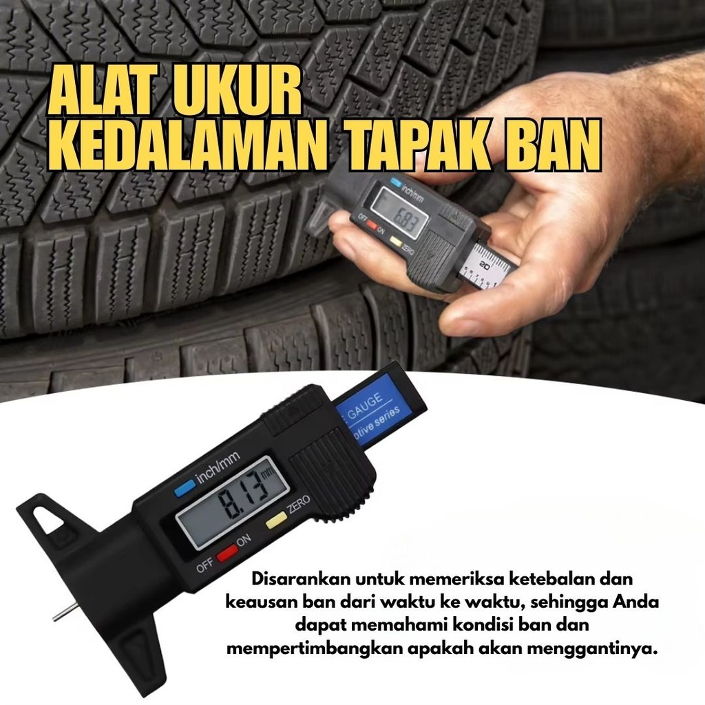 Jual Alat Ukur Kedalaman Tapak Ban Pengukur Ketebalan Digital Tread LCD ...