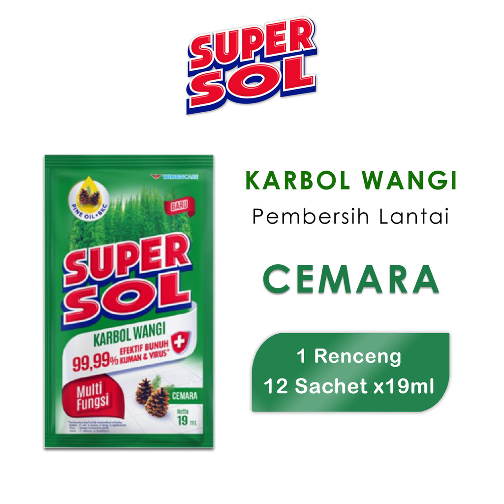Jual 1 RENCENG Supersol Pembersih Lantai Karbol 12 Sachet x19ml ...