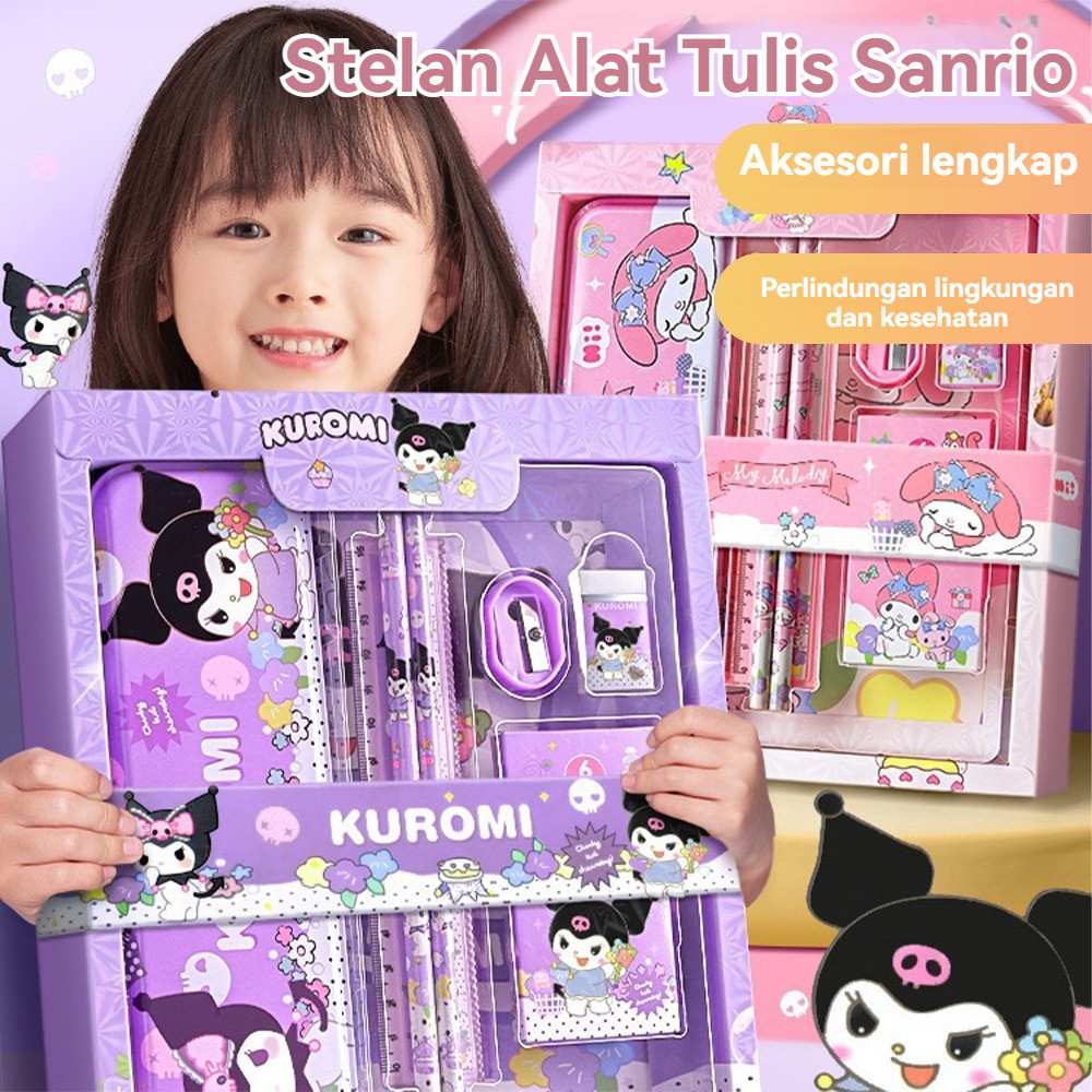 Jual Sanrio Stationery Set Untuk Hadiah Anak Sekolah Kotak Pensil Anak Set Kuromi Elektronik ...