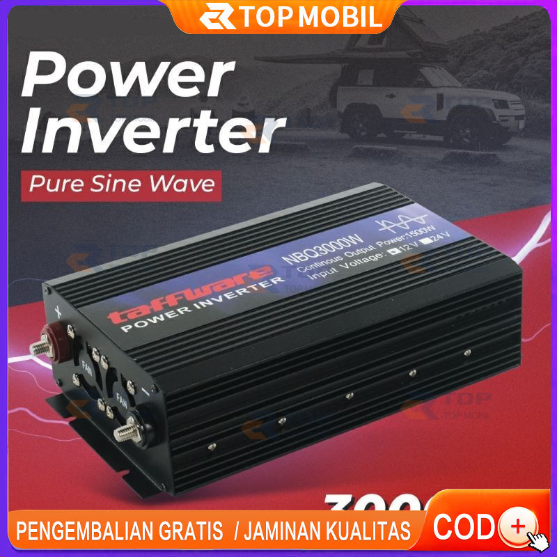 Jual Taffware Inverter PSW 3000 watt / Pure Sine Wave Car Power Inverter DC 12V to AC 220V 3000W ...