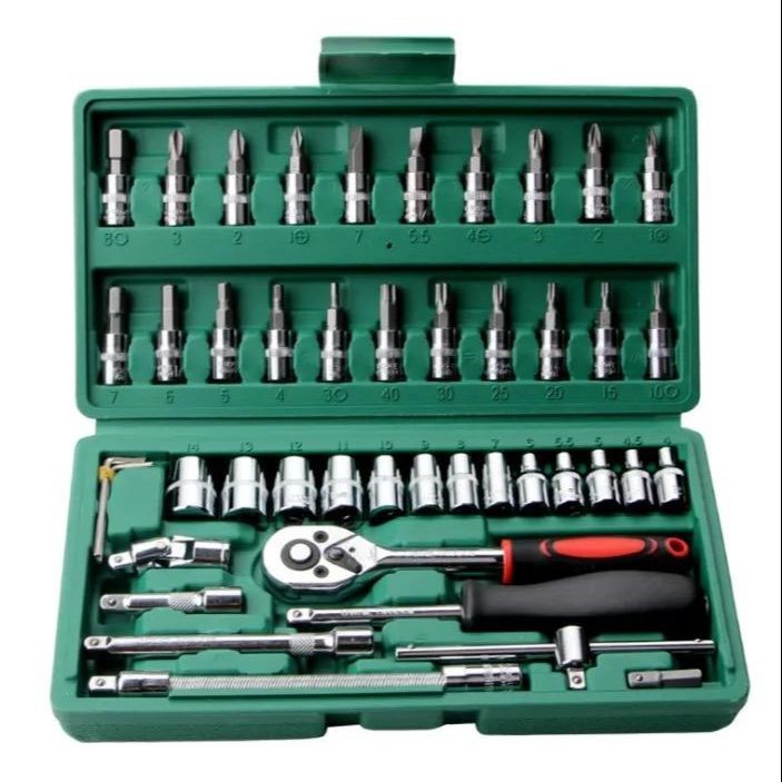 Jual TEKIRO - Set Kunci Shock 1/4 Socket + Obeng Socket Set 46 Pcs G ...
