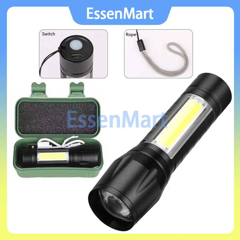 Jual Senter Mini XPE COB Led Zoom Super Terang Swat Police Rechargeable / Lampu Pencahayaan ...