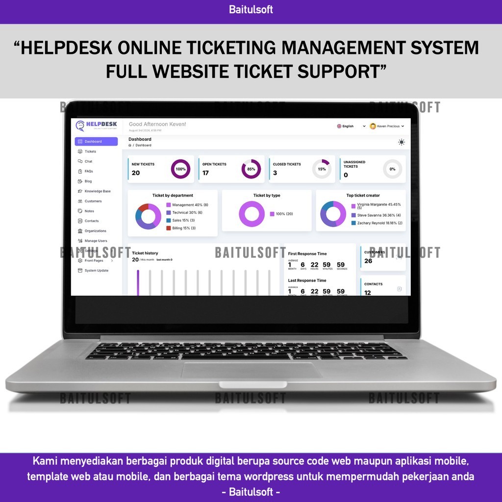 Jual SOURCE CODE APLIKASI WEB HELPDESK ONLINE TICKETING MANAGEMENT SYSTEM FULL WEBSITE TICKET ...
