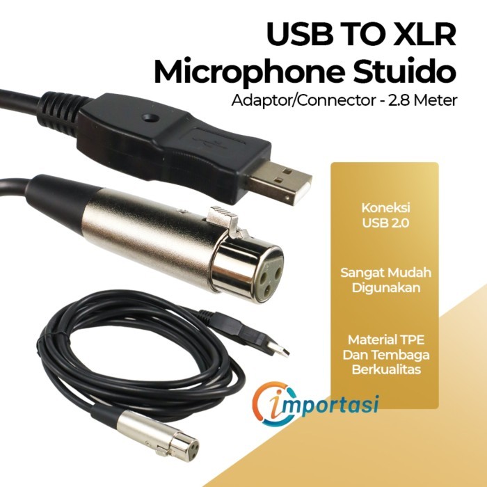 Jual USB to XLR Microphone Studio Audio Adaptor Connector Mic Recording ...