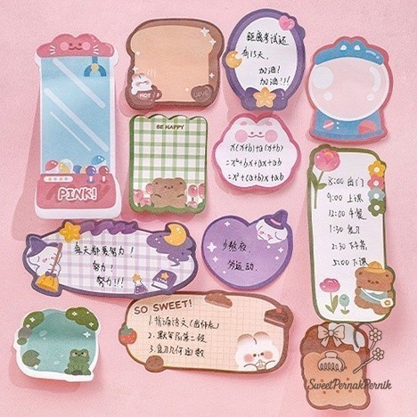 Jual Sticky Notes Lucu 3IN1 Karakter Bear Cat Rabbit Tempelan Kertas ...