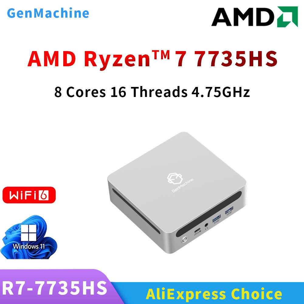 Jual Genmachine Mini PC 7735HS LPDDR5 32G 6400Mhz Windows 11 Ryzen WiFi ...