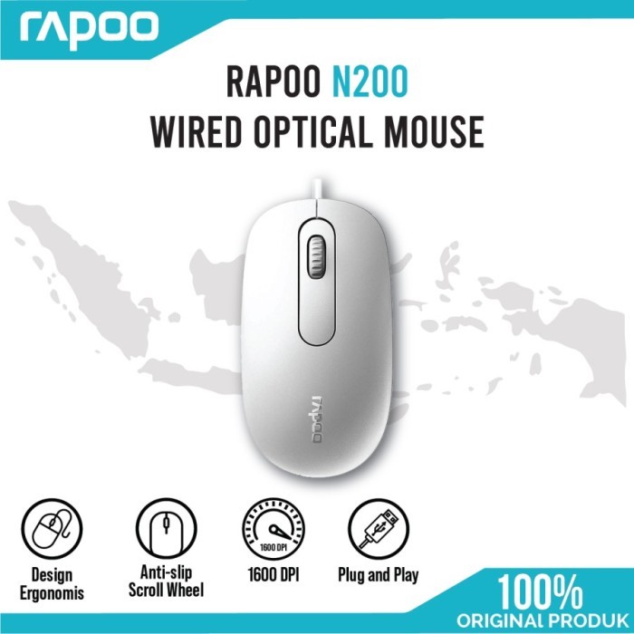 Jual Rapoo N200 - Wired Optical Mouse - Original | Shopee Indonesia
