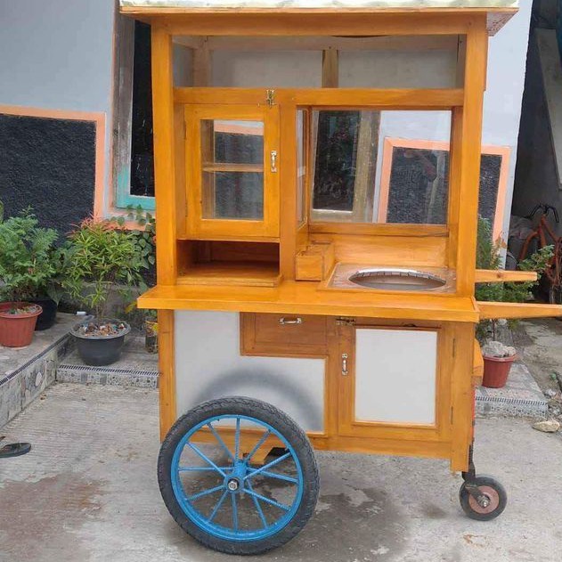 Jual gerobak bakso roda tiga kayu mahoni | Shopee Indonesia