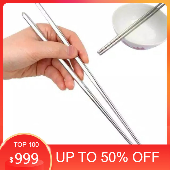Jual COD Alat makan Sumpit Stainless Steel Sepasang Sumpit Stainless ...
