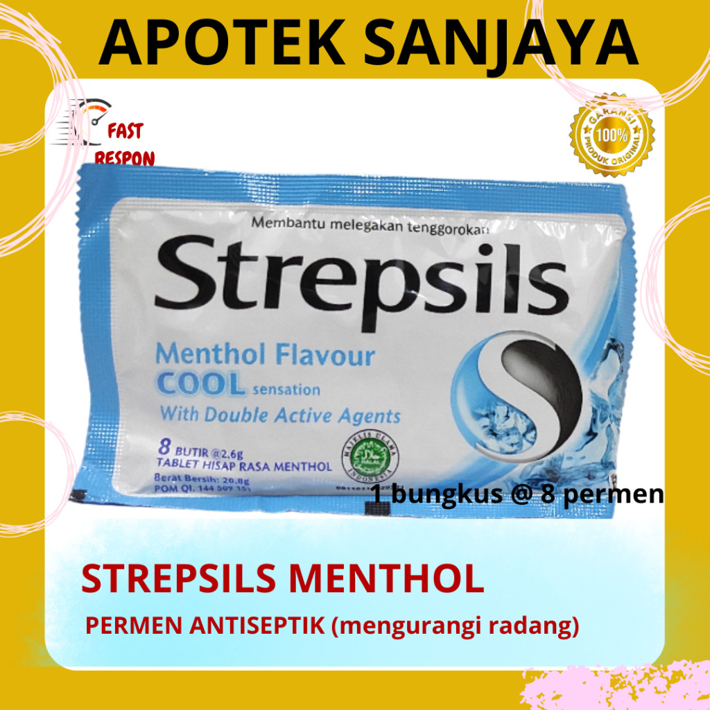 Jual STREPSIL COOL MENTHOL LOZENGES PERMEN / 8 BUTIR / MELEGAKAN ...