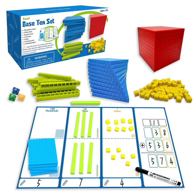 Jual Kid Base Ten Blocks for Math Cubes Digital Montessori Learning ...