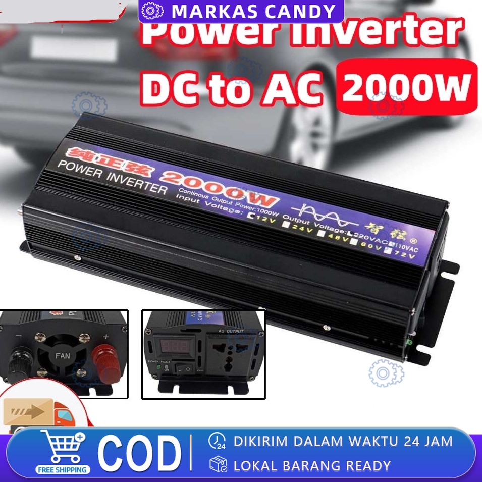 Jual Inverter Frekuensi Tinggi Modifikasi Gelombang Sinus 2000W Inverter Pure Sine Wave DC 12V ...
