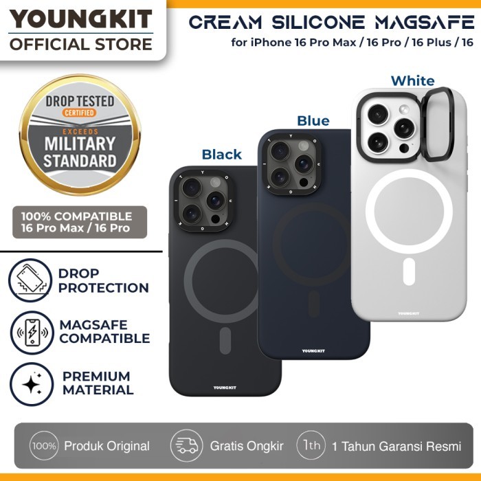 Jual Youngkit Case iPhone 16 Pro Max / 16 Pro - Cream Silicone Magsafe ...