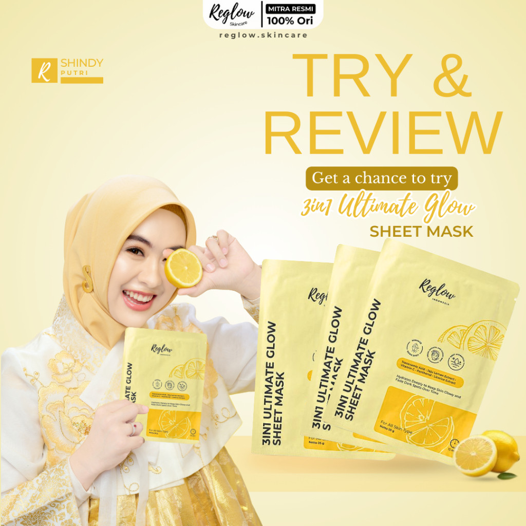 Jual Reglow Sheet Mask 3in1 Ultimate Glow With Jeju Lemon 25g Masker ...