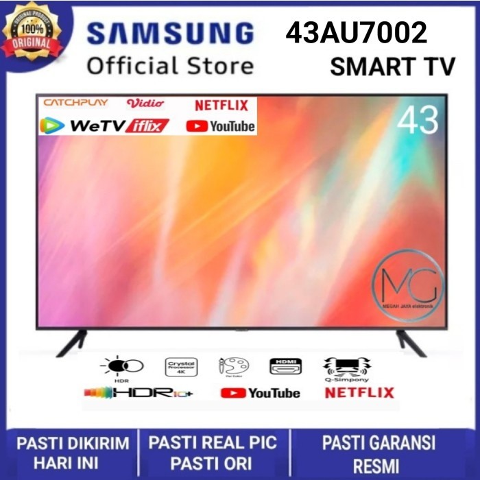 Jual SAMSUNG 43AU7002 SMART TV LED 43 inch UHD 4K Dolby Audio GARANSI RESMI - TANPA PENGAMAN ...