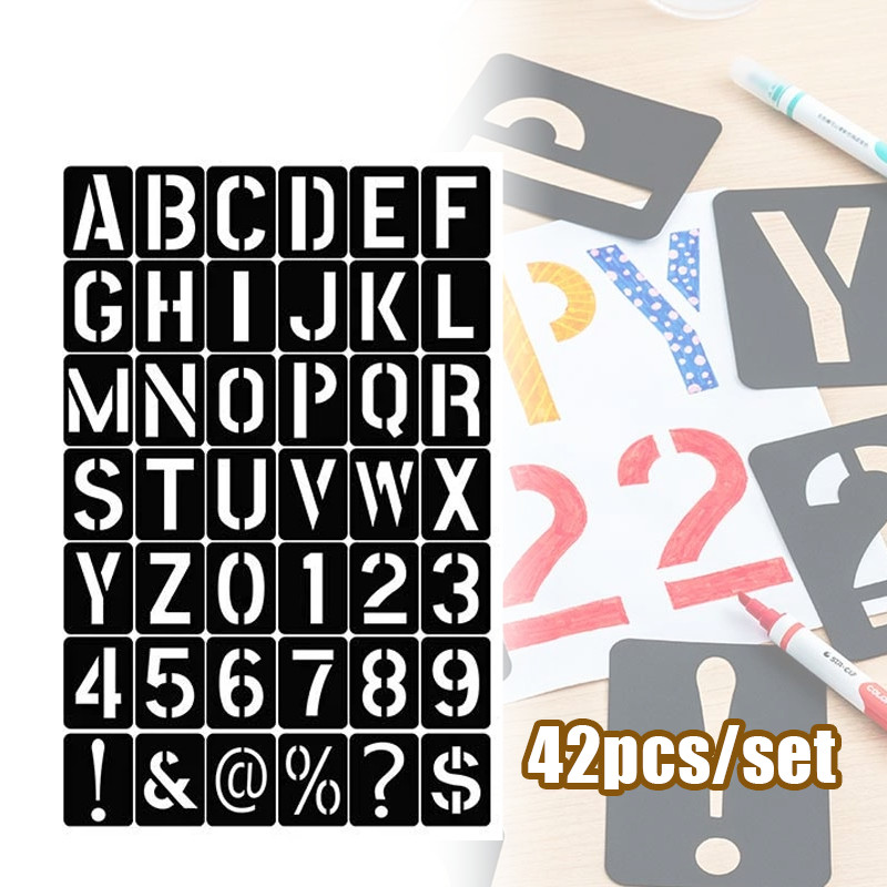 Jual 42buah/Set Cetakan Huruf Cetakan Tulisan Alfabet Stensil Plastik ...