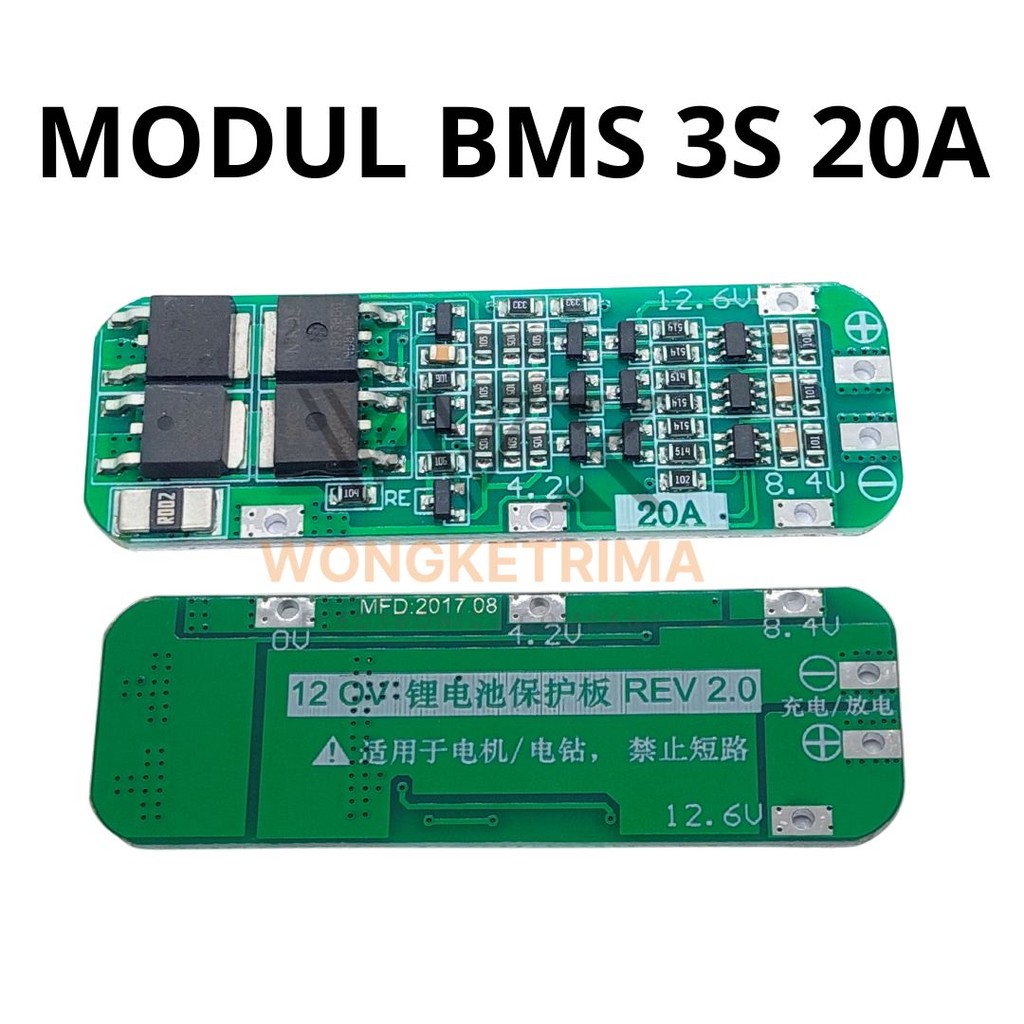 Jual Modul Bms 3S 12.6V 20A BMS Protection Board Baterai Management Sistem | Shopee Indonesia