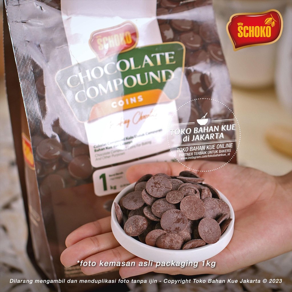 Jual Schoko Compound Dark Chocolate Coin 250gr Koin Cokelat Baking ...