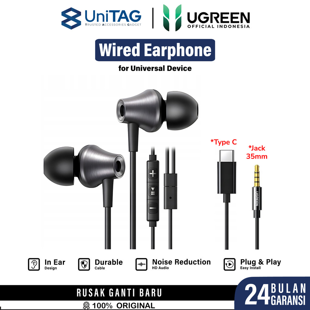 Jual UGREEN Headset Kabel Earphone Wired In-Ear with USB Type C ...