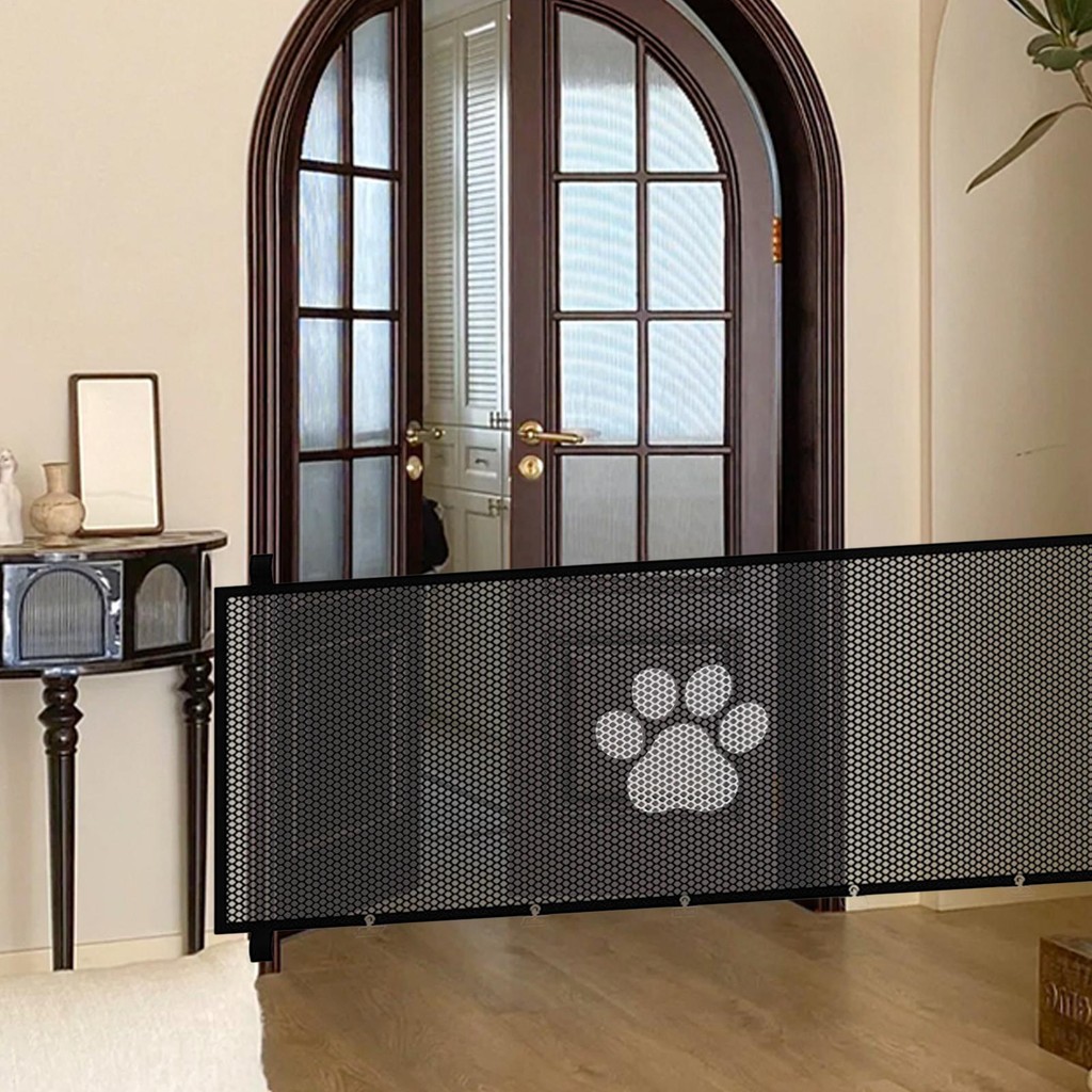 Jual Mesh Pet Gate Retractable Stair Gate Breathable Pet Fence ...