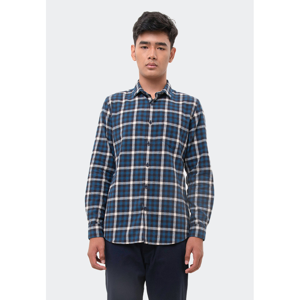 Jual MANZONE - Kemeja Lengan Panjang Pria Slim Fit Vicenzo 04 - Blue ...