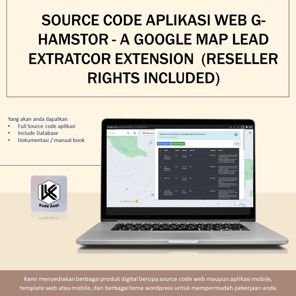 Jual SOURCE CODE APLIKASI WEB G-HAMSTOR - A GOOGLE MAP LEAD EXTRATCOR EXTENSION (RESELLER RIGHTS ...