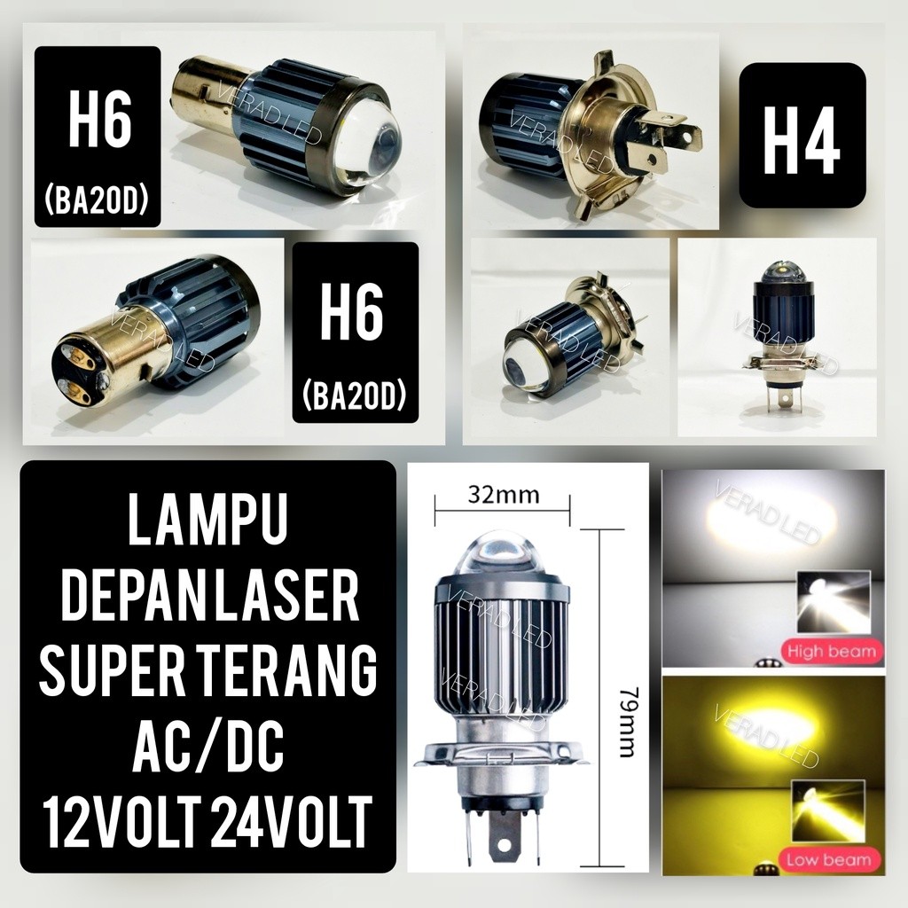 Jual LAMPU DEPAN UTAMA LASER BA20D H6 H4 ACDC MOBIL MOTOR SUPER TERANG ...