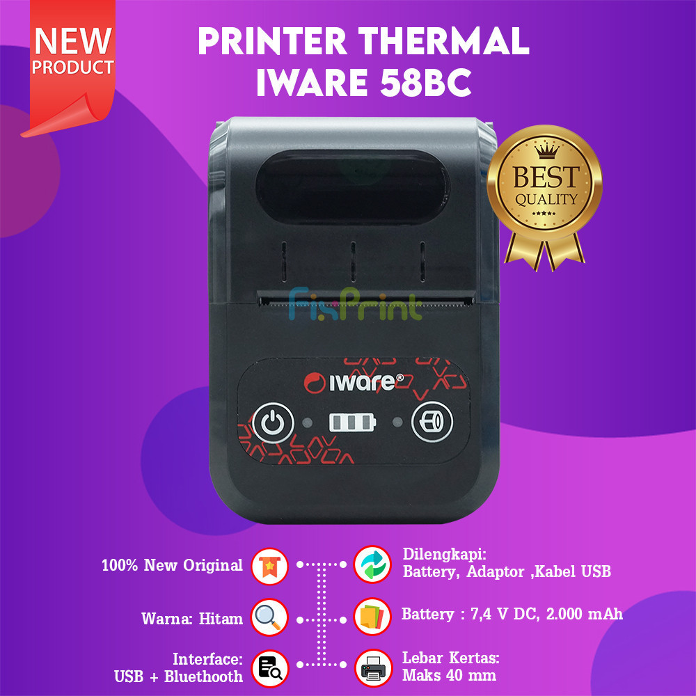 Jual FixPrint Printer Thermal Kasir Iware USB + Bluetooth C-58BT / 58BC ...