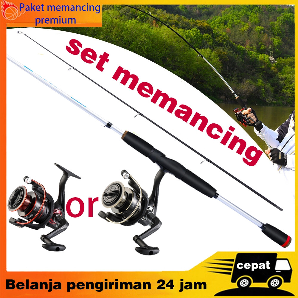 Jual 【Promosi】Set premium (pancing + reel) Peralatan memancing penting ...