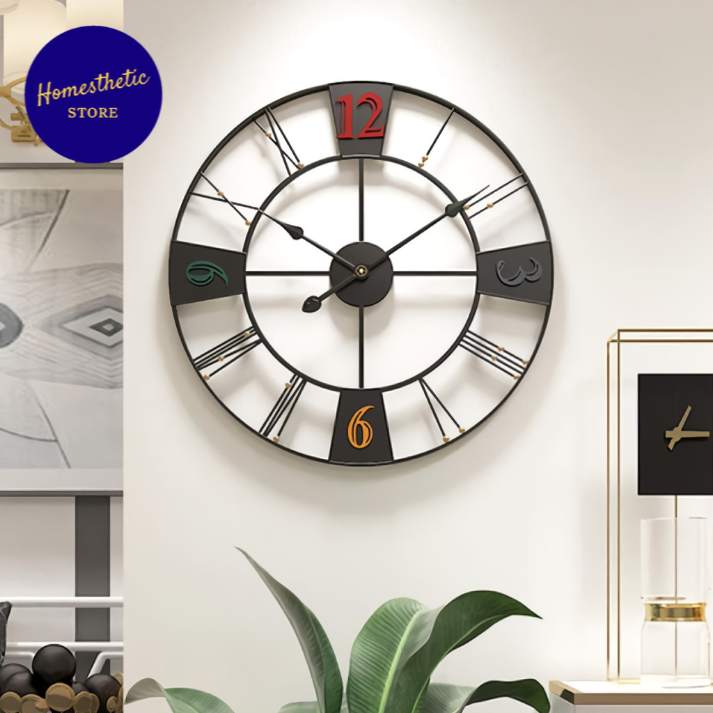 Jual Jam Dinding Besi Metal Bulat Vintage Industrial Clock Quartz ...