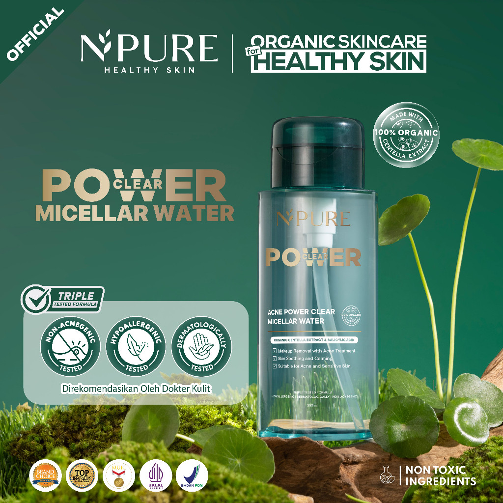 Jual NPURE MICELLAR WATER ACNE POWER CLEAR MAKE UP REMOVER MICELAR ...