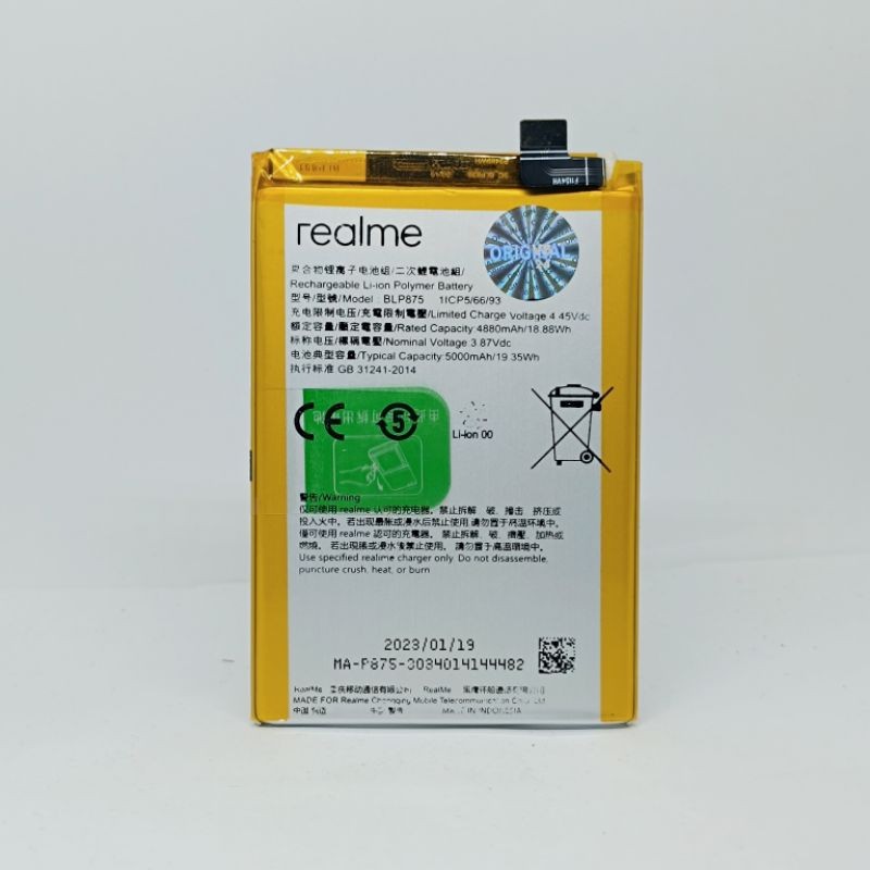 Jual BATERAI BATRE REALME C55 BLP875 ORIGNAL 100 | Shopee Indonesia