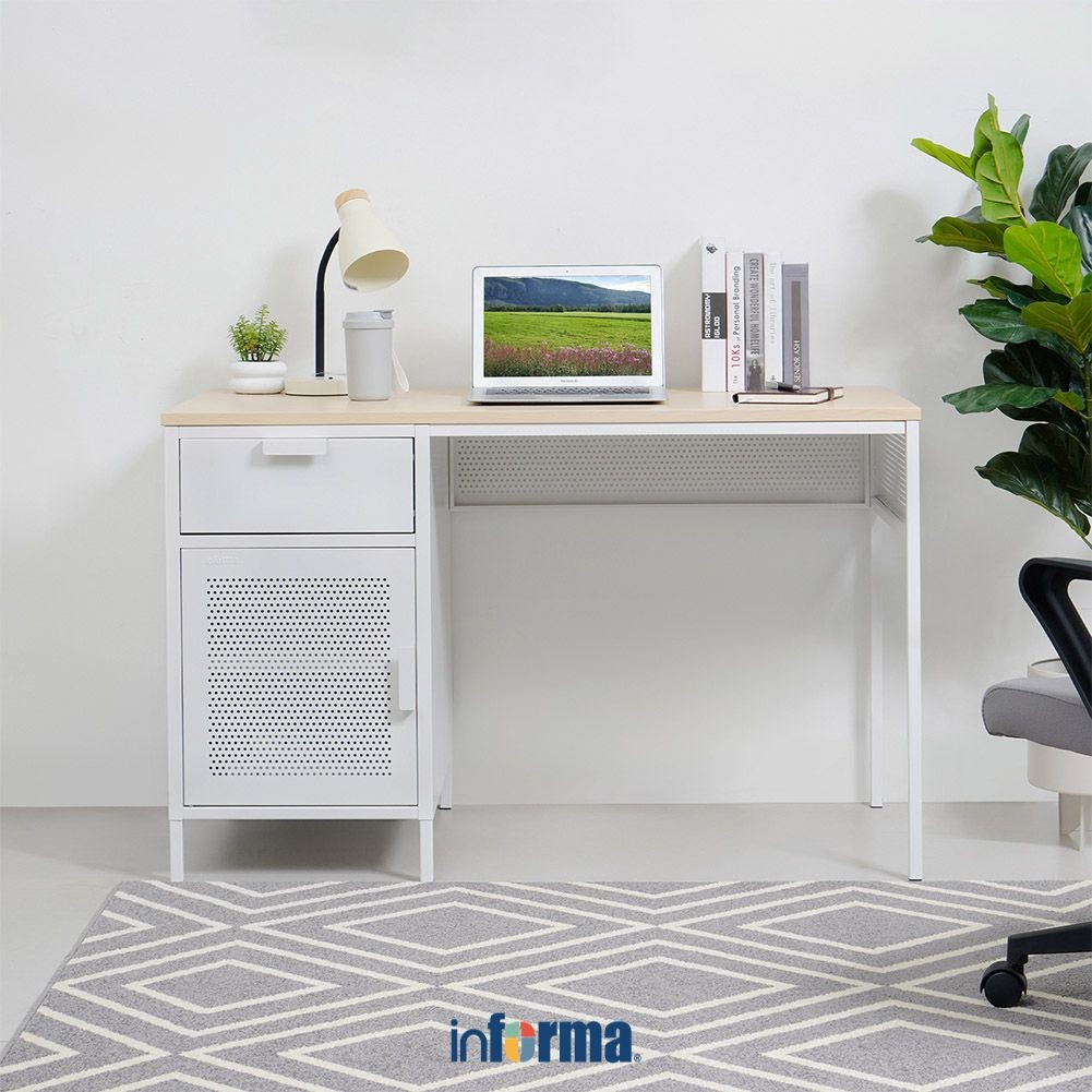 Jual Informa Kana Meja Kantor - Putih/Cokelat Beech Office Table ...