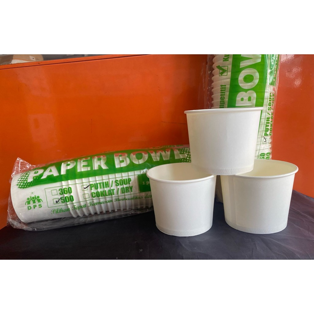 Jual Paper Bowl Putih DPS 500 ML Isi 25 PCS | Shopee Indonesia