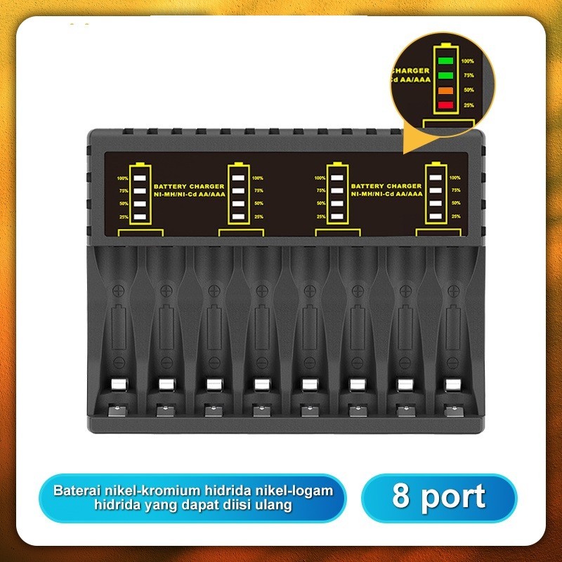 Jual USB Charger Baterai 8 Slot AA AAA Cas Batre isi Ulang Casan Batrei ...