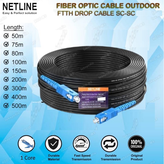 Jual Kabel Precon FO Fiber Optic 1 Core SC Single Core UPC Outdoor Dropcore Cable 50 75 80 100 ...