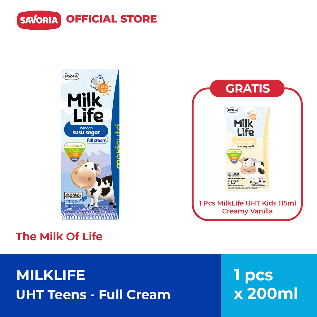 Jual MilkLife UHT Teens Full Cream Milk 200ml + MilkLife UHT Kids ...