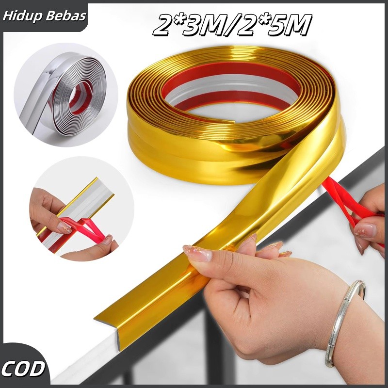 Jual 5M Wall Sticker Panjang List Plat Strip Mirror Stiker Dinding ...
