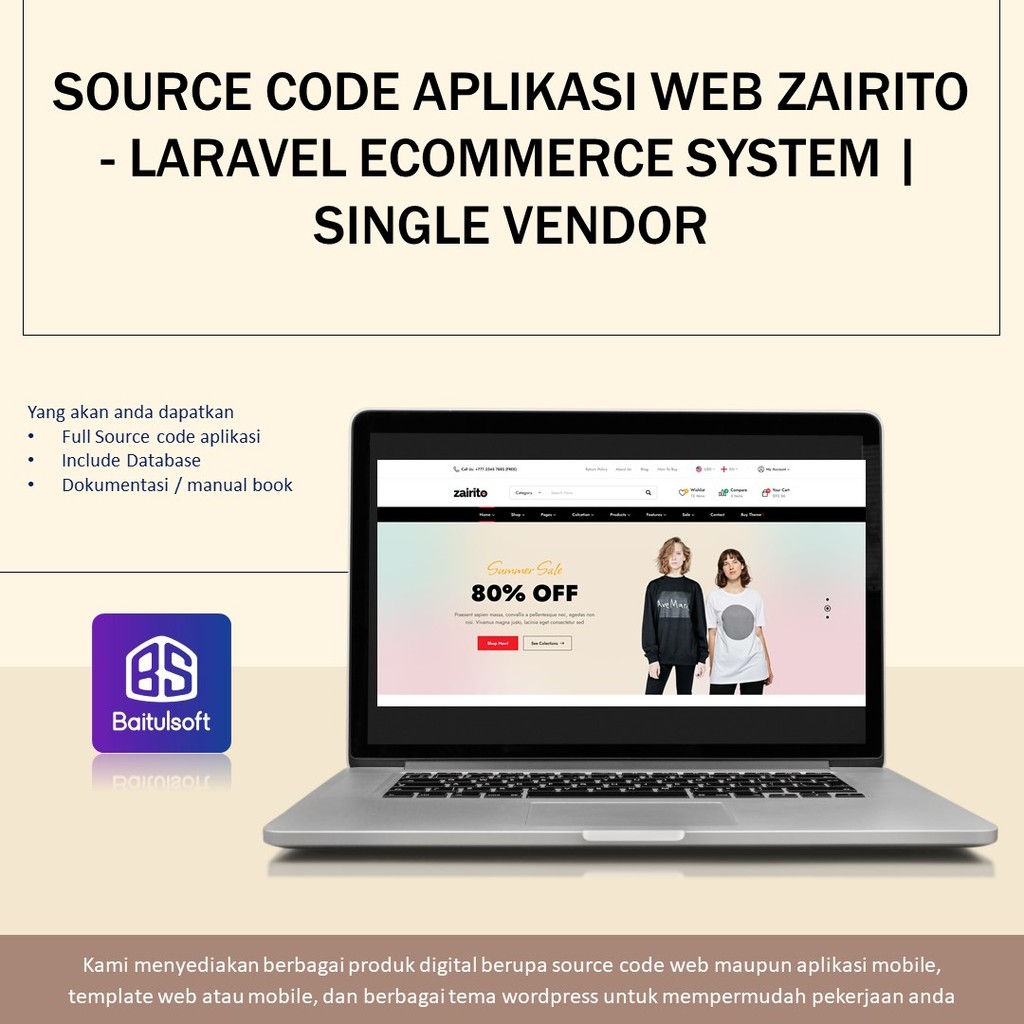 Jual SOURCE CODE APLIKASI WEB ZAIRITO - LARAVEL ECOMMERCE SYSTEM | SINGLE VENDOR | Shopee Indonesia