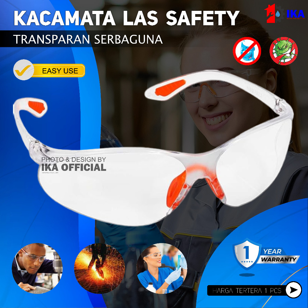 Jual Kacamata Safety Goggle Glasses Kaca mata Las Bening Clear Murah ...