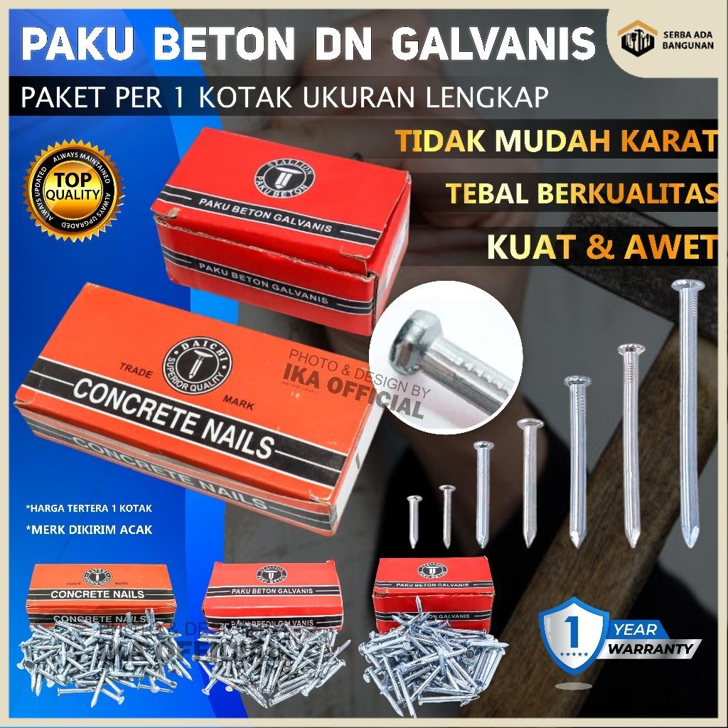 Jual SAB PAKU BETON TEMBOK PUTIH DN CONCRETE NAILS 1" - 1.5" - 2" - 2.5 ...