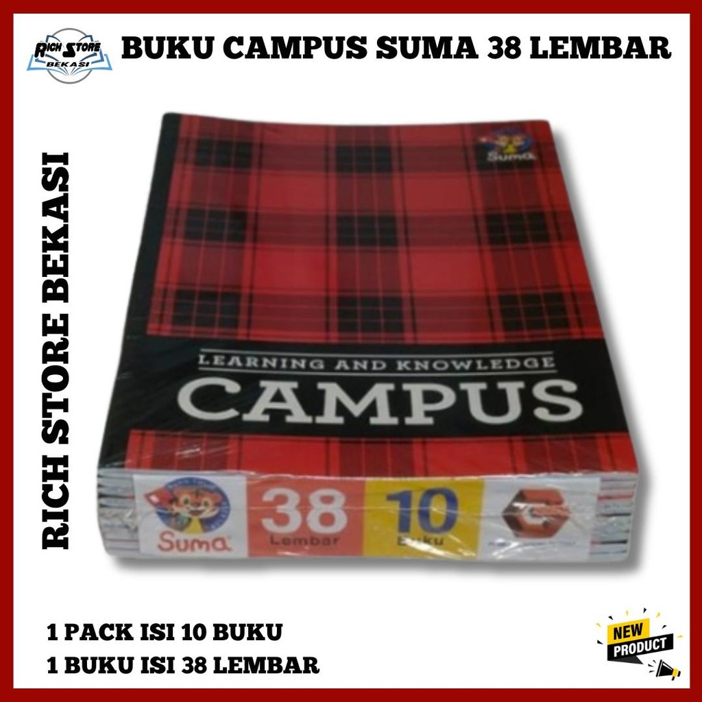 Jual BUKU TULIS CAMPUS MERK SUMA ISI 1 PACK 10 BUKU ISI 38 LEMBAR BUKU ...