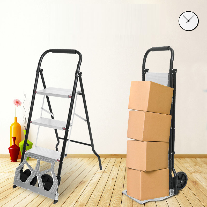 Jual 2-in-1 Convertible Practical 3-Step Ladder And Hand Truck Trolley ...