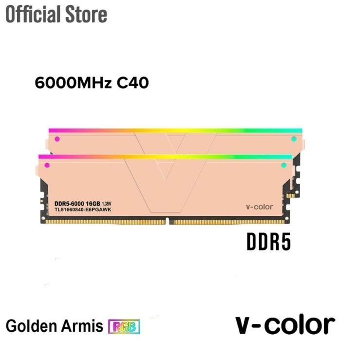 Jual V-COLOR RAM GOLDEN ARMIS RGB DDR5 32GB (2x16GB) 6000Mhz - GOLD ...