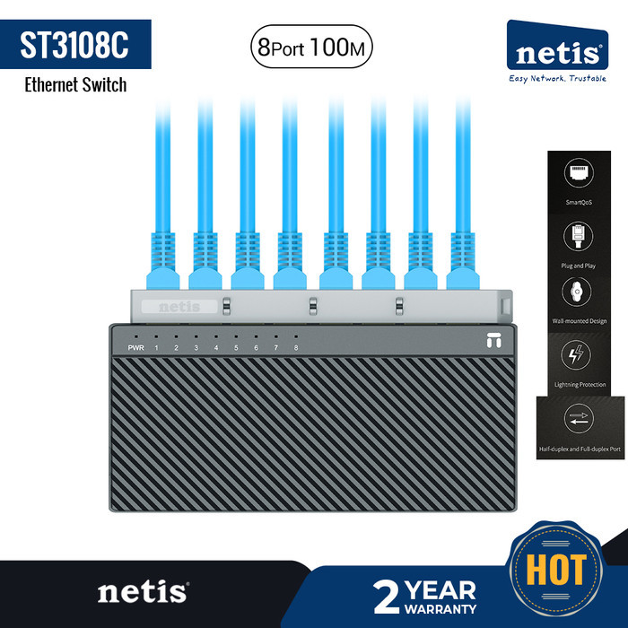 Jual Netis Ethernet Switch ST3108C 8 Port RJ45 100M Fast | Shopee Indonesia