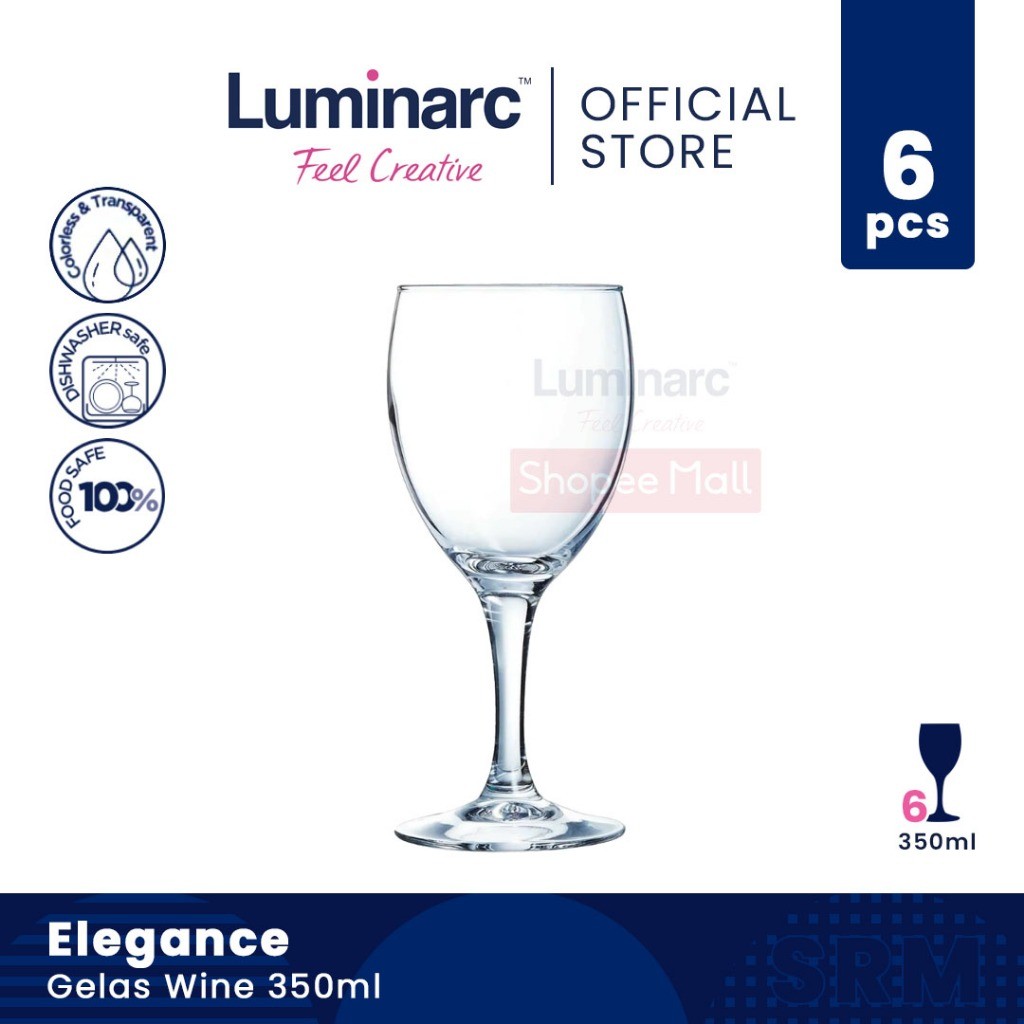 Jual LUMINARC Gelas Wine Elegance 350ml - 6pcs | Shopee Indonesia