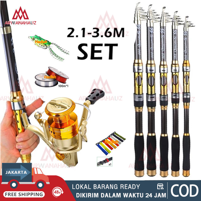 Jual Sougayilang Joran Pangcing Set 2.1/2.4/2.7/3.0/3.6M Teleskopis 12BB 5.5:1 Reel Pancingan ...