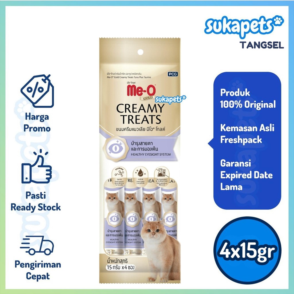 Jual Meo Gold Creamy Treats Tuna Plus Taurine Healthy Eyesight 4x15gr ...