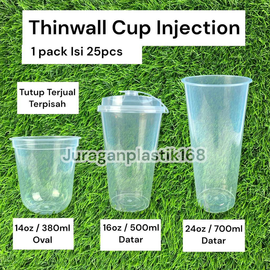 Jual (ISI 25) Thinwall Cup Injection Tebal PP Oval Datar 14oz 380ml ...